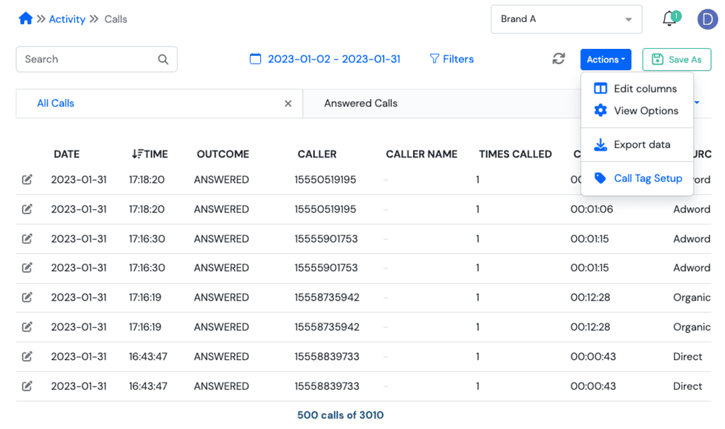 Call Analytics • Nimbata • Call Tracking